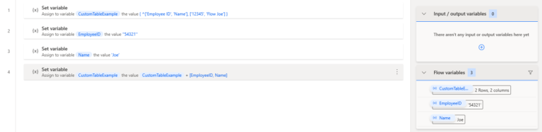Add variables to a Data Table on Power Automate Desktop - FlowJoe.io